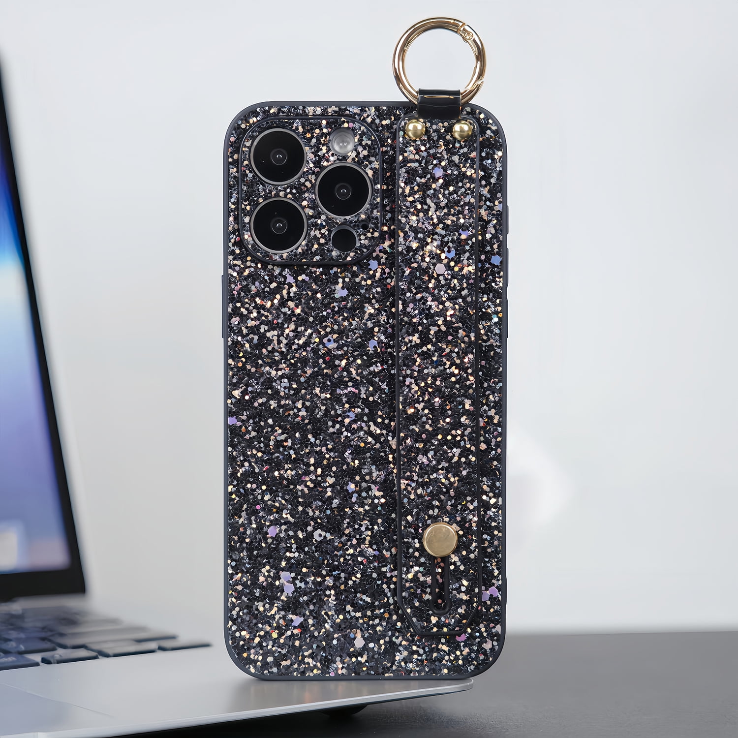Allytech iPhone 12 Case with Wristband & Ring Holder, Bling Glitter ...