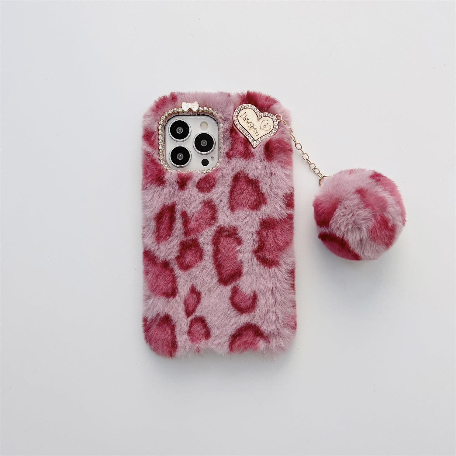 Allytech for iPhone 12 Mini Case Leopard Print Fur with Cute Ball ...