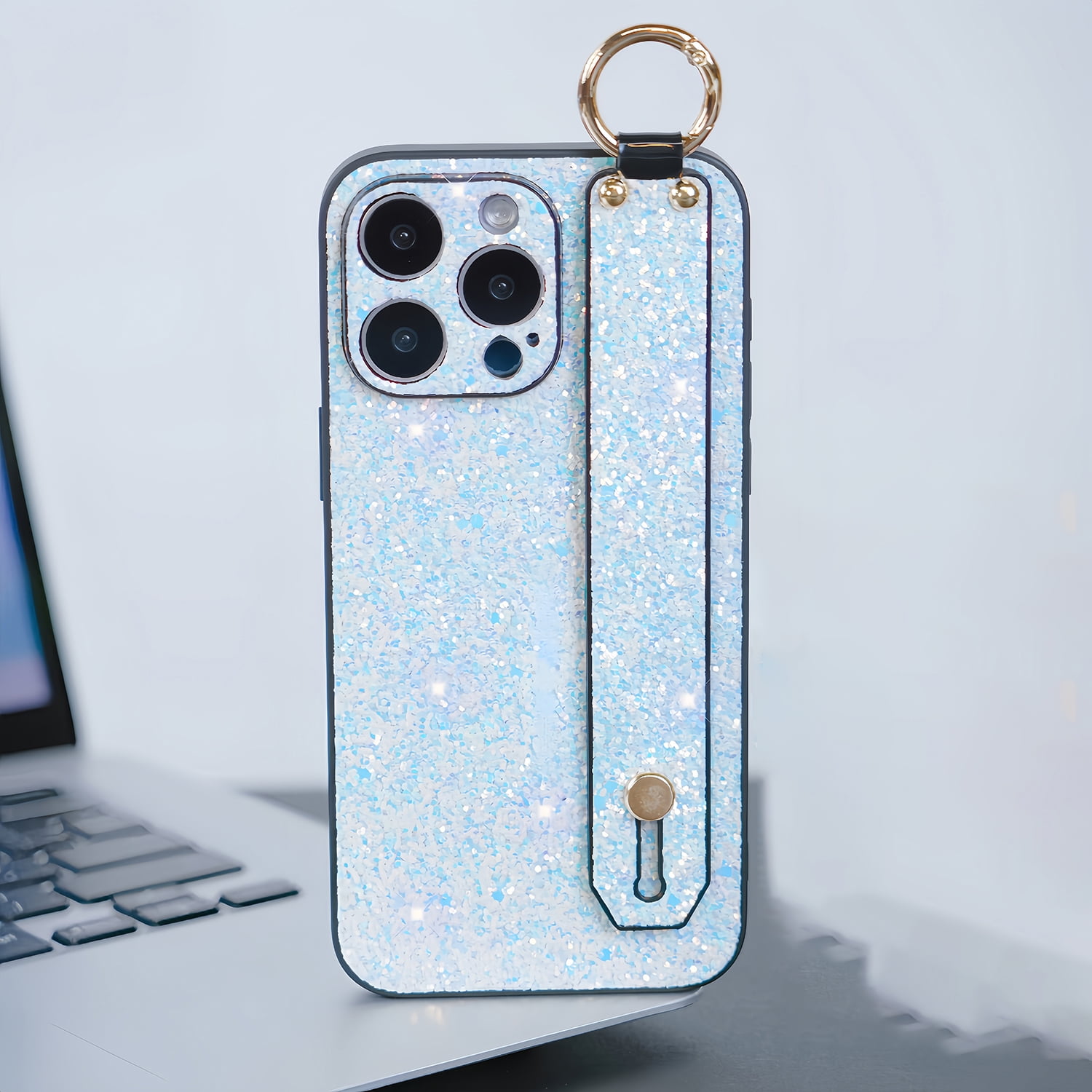 Allytech iPhone 13 Case with Wristband & Ring Holder, Bling Glitter ...