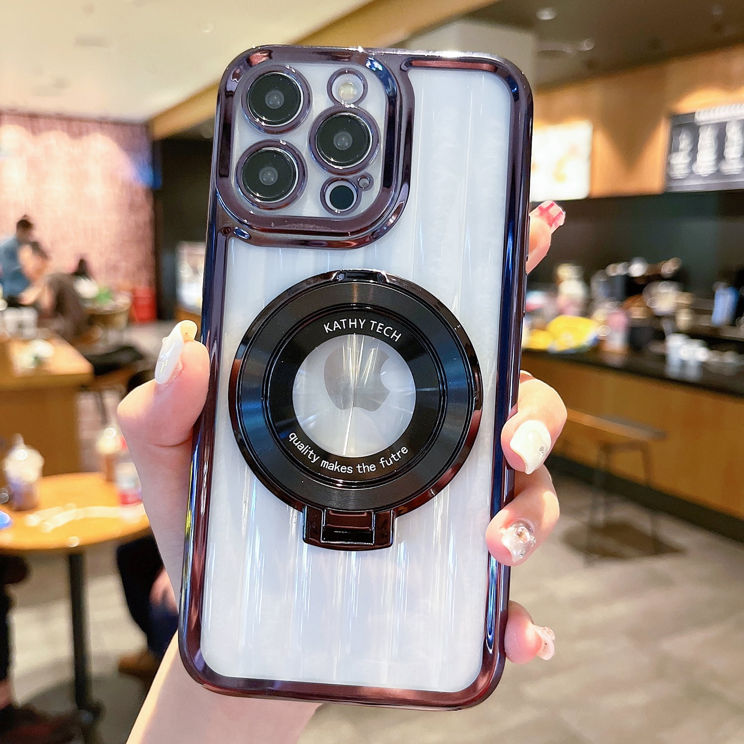 Allytech iPhone 13 Magnetic Case, Hard PC Clear Glacier Texture Design ...