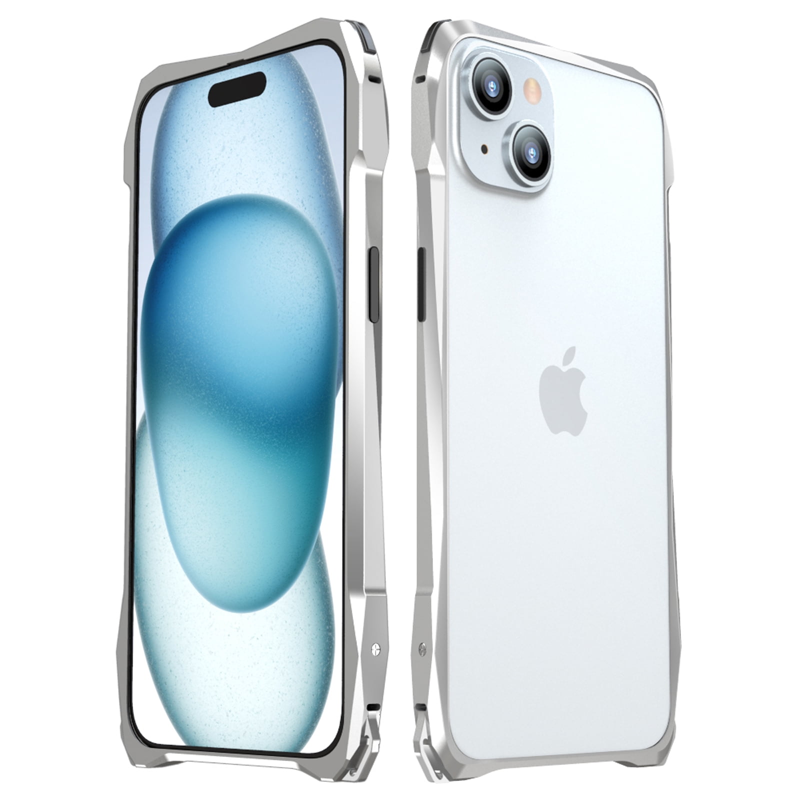 Allytech iPhone 15 Plus Frame Cover, Aluminum Frame Carbon Fiber ...