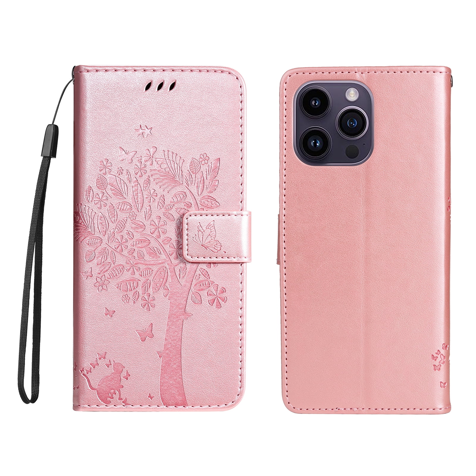 Allytech for iPhone 15 Pro Max Case Wallet, Cute Cat Tree Embossed PU ...