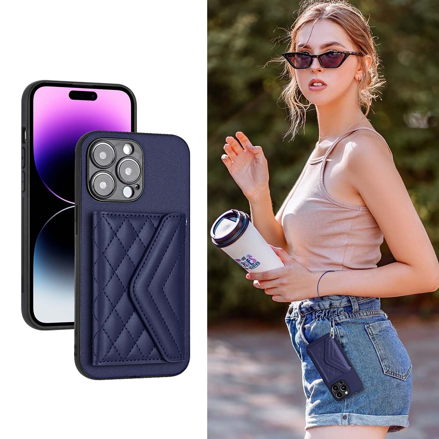 Allytech iPhone 16 Pro Wallet Case with Hand Wrist, PU Leather RFID ...