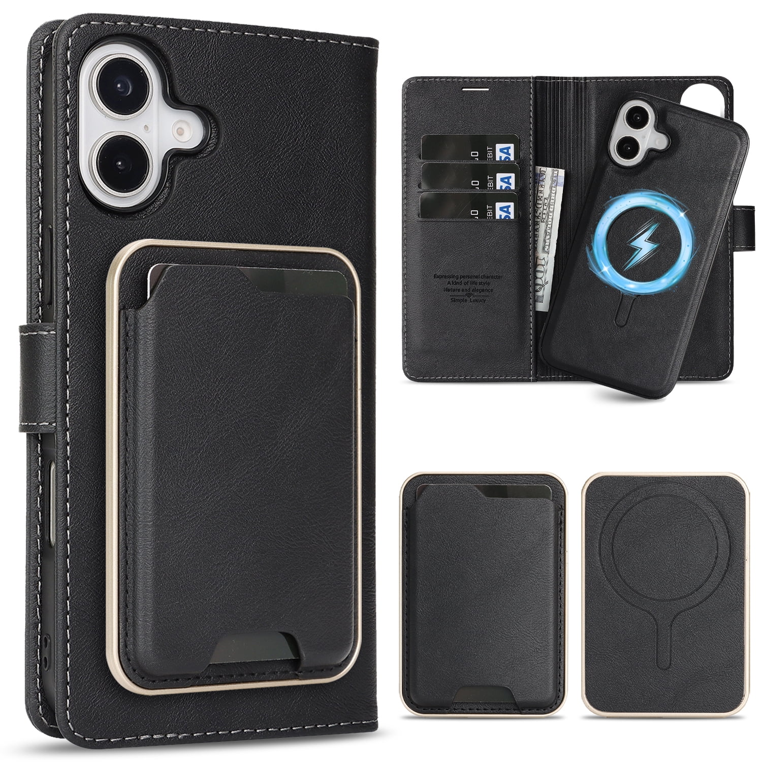 Allytechgroup 3 In 1 Magnetic iPhone 16e Case with Detachable Wallet ...
