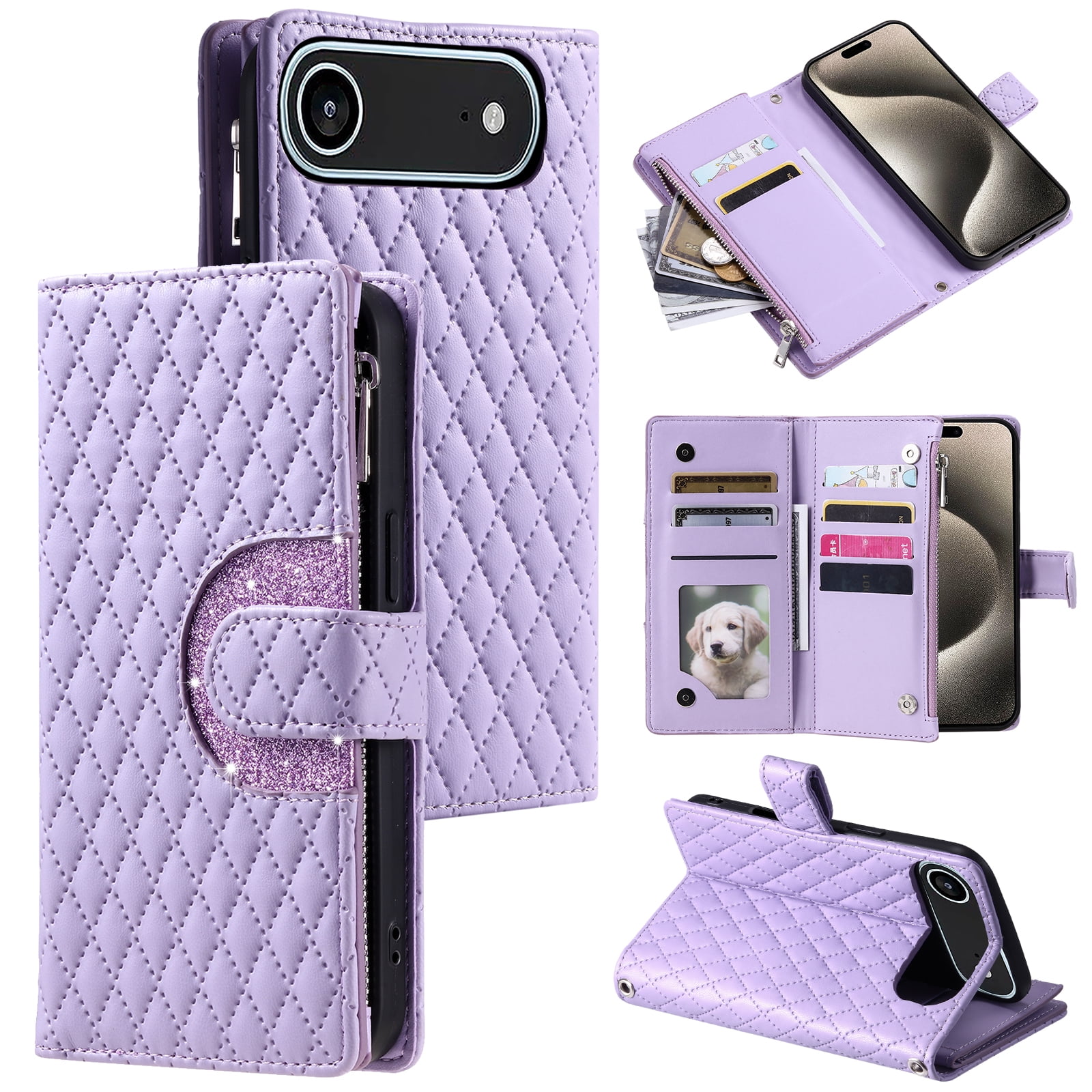 Allytechgroup 9 Cards Slots Wallet Case for iPhone Air, Zipper Pocket ...