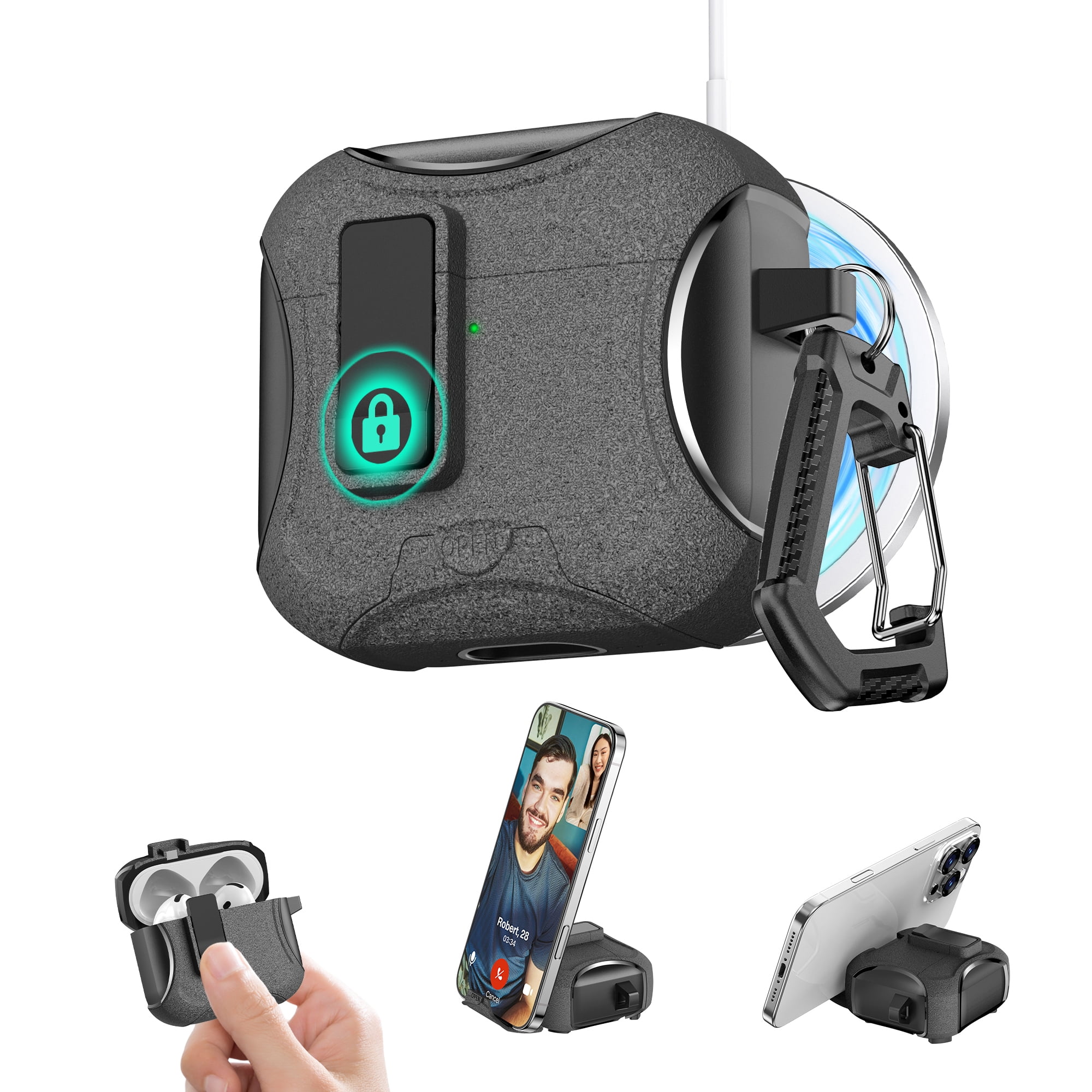 Allytechgroup AirPods Pro 2 Case with Keychain, Cell Phone Stand Design ...
