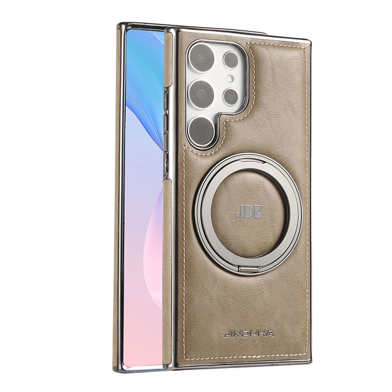 Allytechgroup Case for Samsung Galaxy S22 Ultra with Ring Holder, PU Leather Support Wireless ...