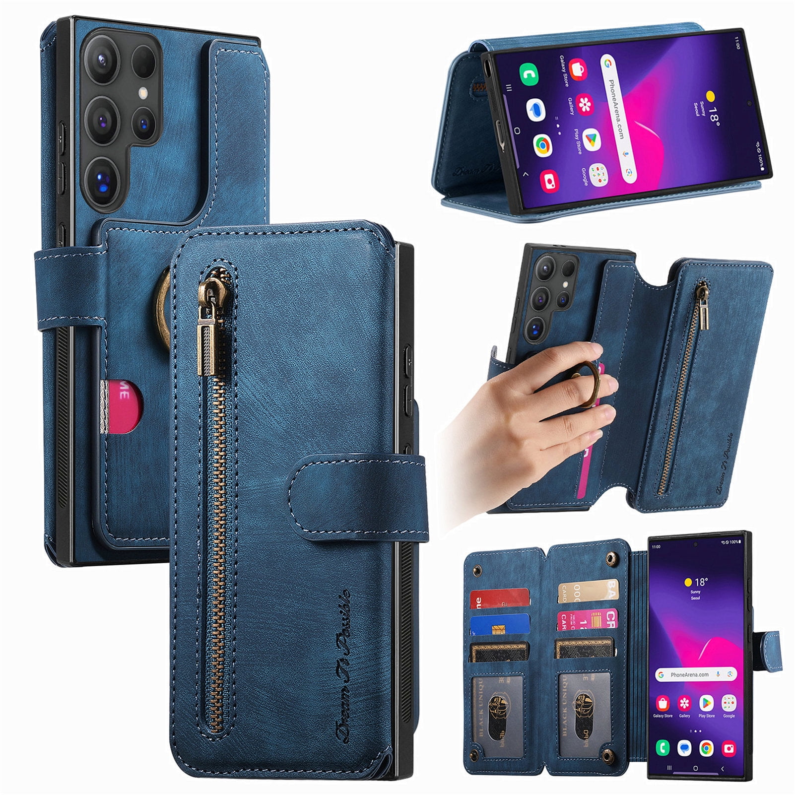 Allytechgroup Case for Samsung Galaxy S25 Ultra, Built-in Credit Card Slot RFID Blocking Stand ...