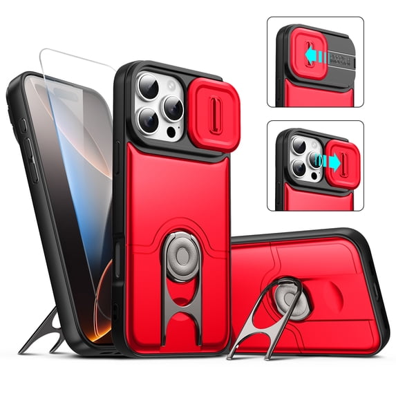 Allytechgroup Case for iPhone 16 Pro with Screen Protector, Slide ...