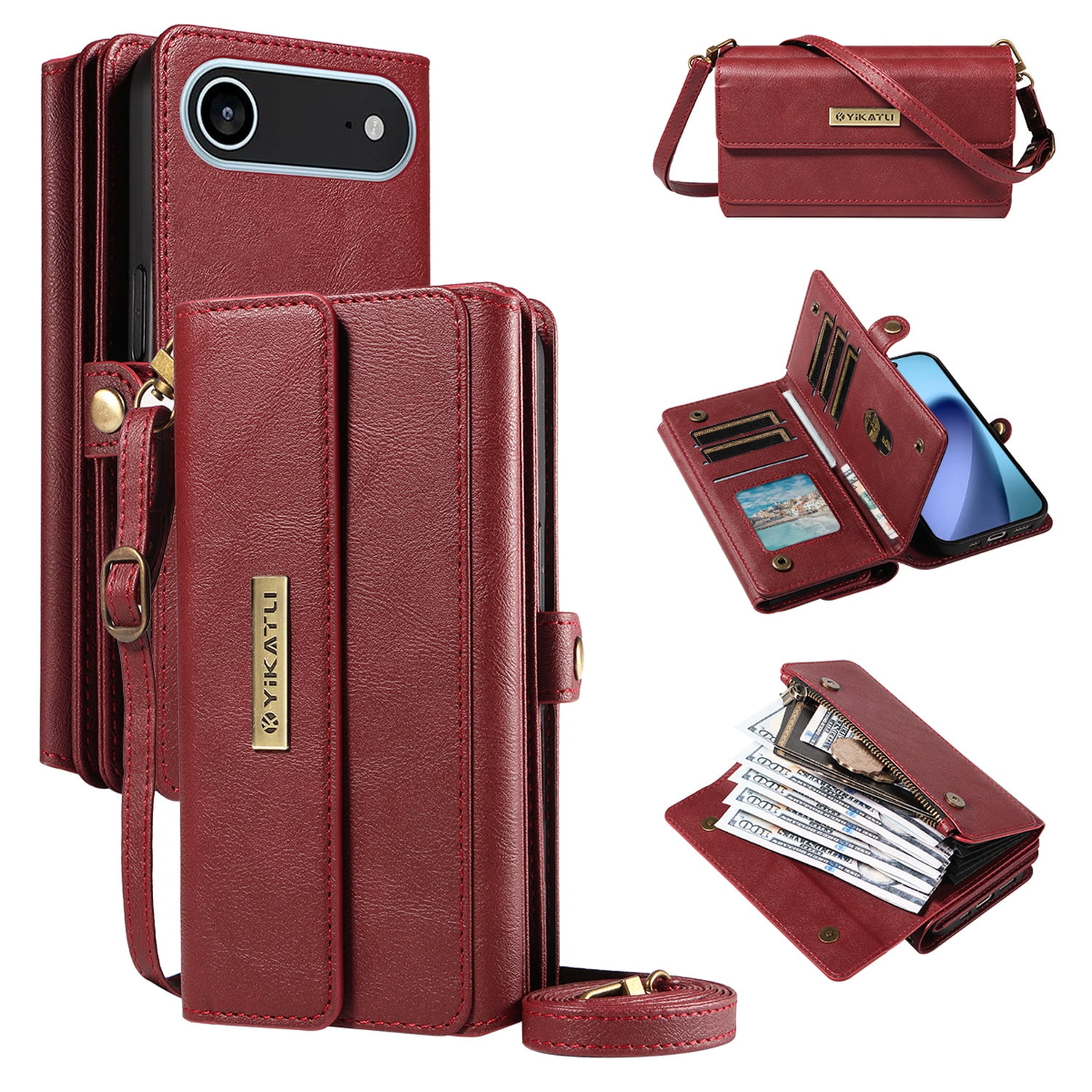 Allytechgroup Crossbody Wallet Case for Apple iPhone Air, Magnetic PU ...