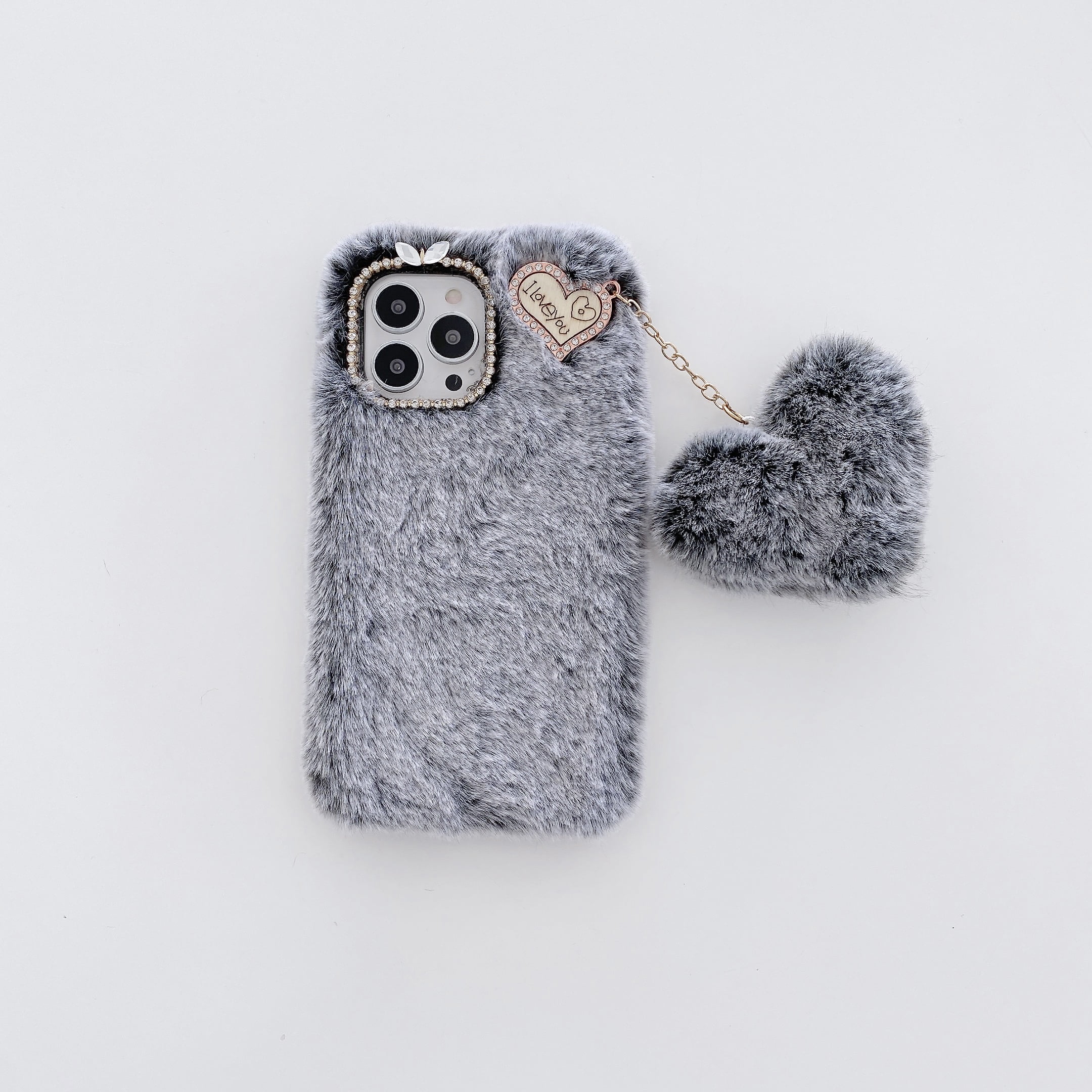 Allytechgroup Cute Case for iPhone 16 Pro Max, Plush Furry Fuzzy Fur ...