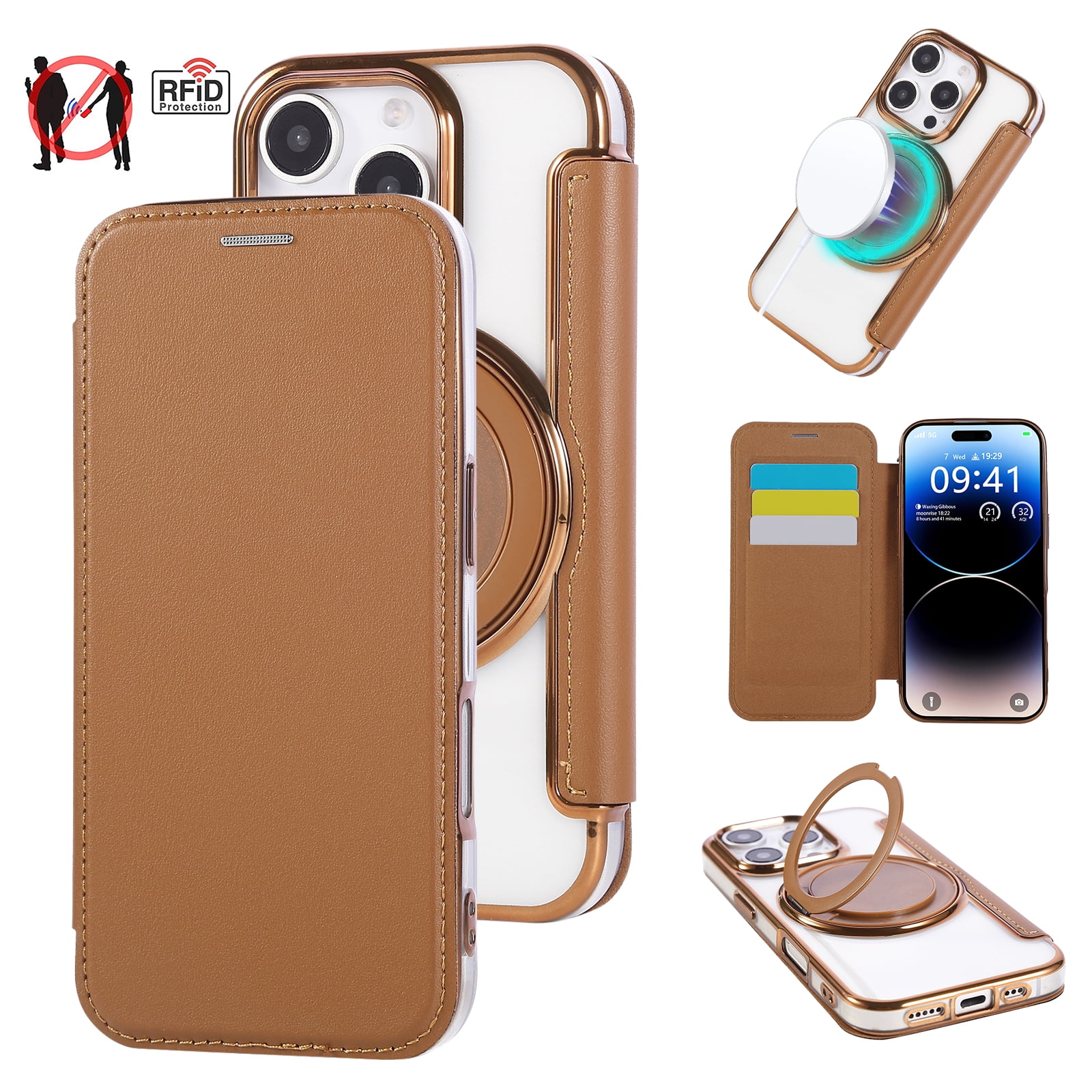 Allytechgroup Flip Wallet Case for Apple iPhone 13 Pro, PU Leather RFID ...