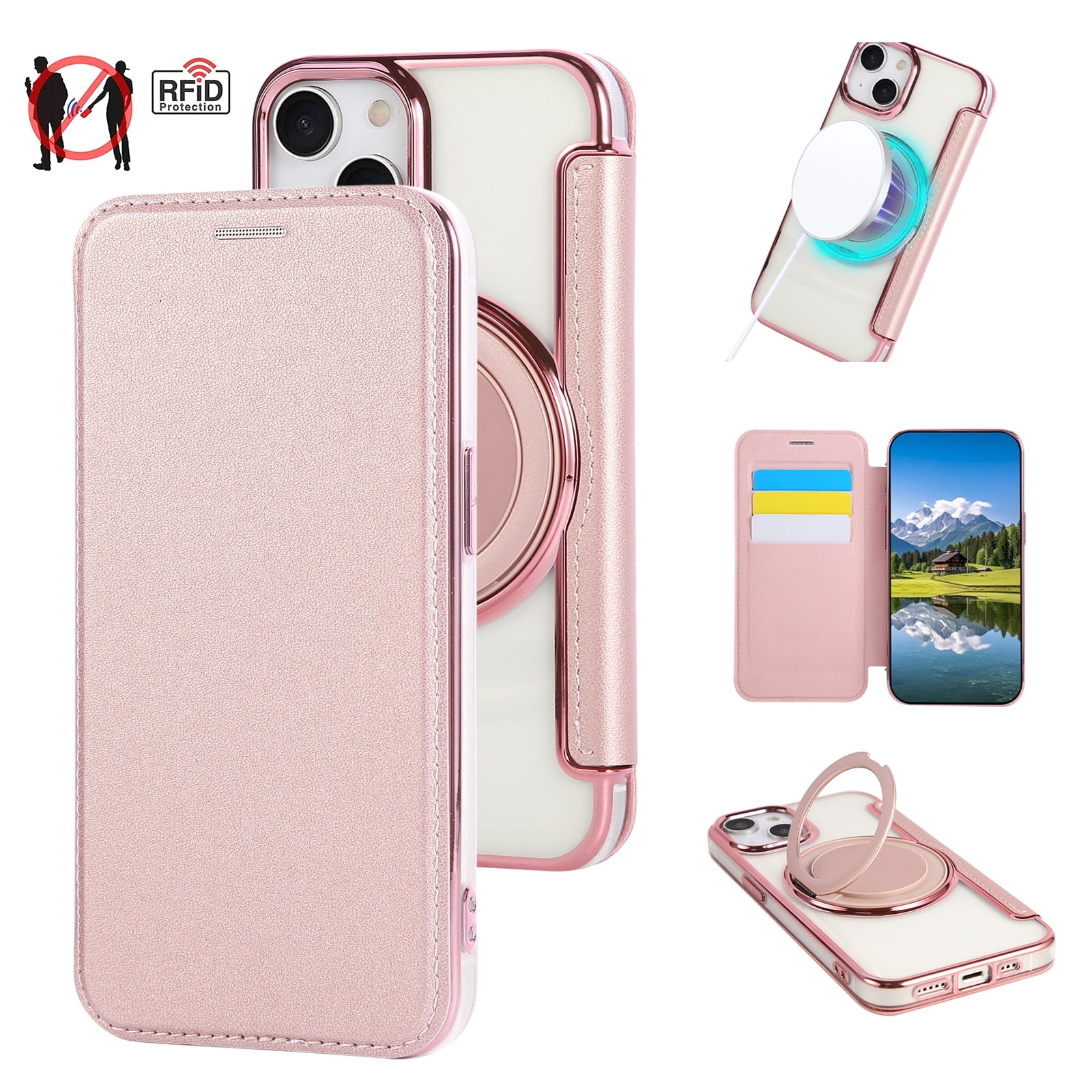 Allytechgroup Flip Wallet Case for Apple iPhone 15, PU Leather RFID ...