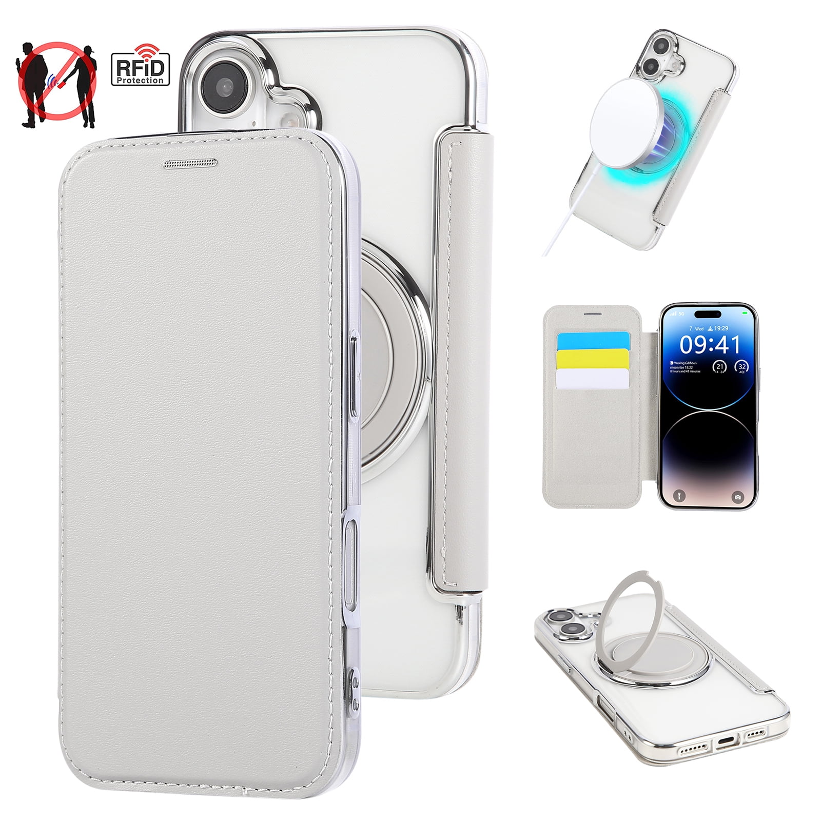 Allytechgroup Flip Wallet Case for Apple iPhone 16, PU Leather RFID ...