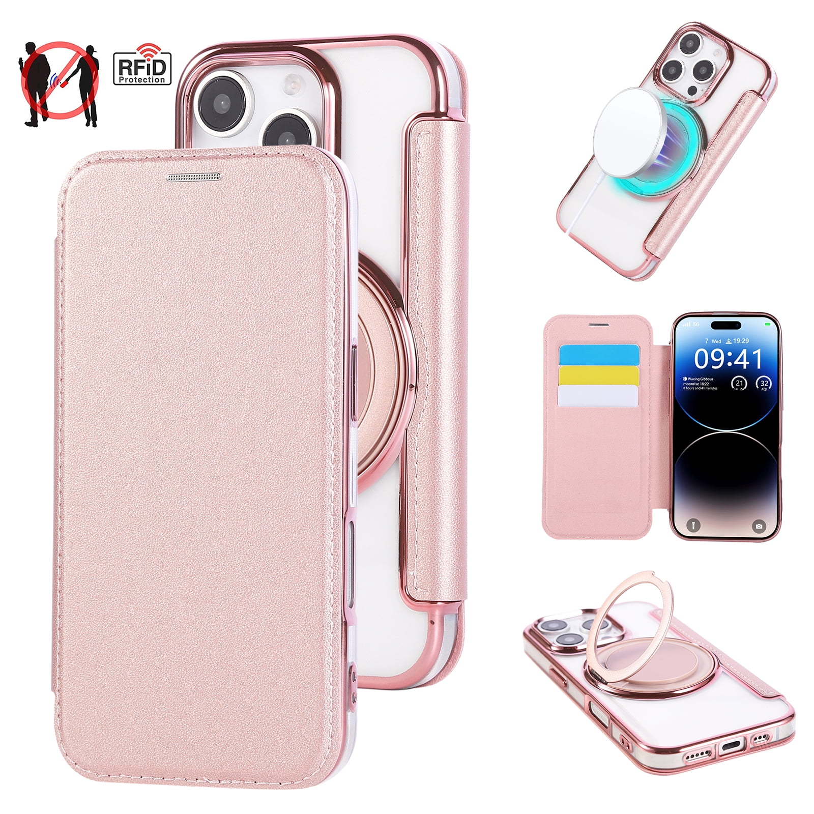 Allytechgroup Flip Wallet Case for Apple iPhone 16 Pro, PU Leather RFID ...