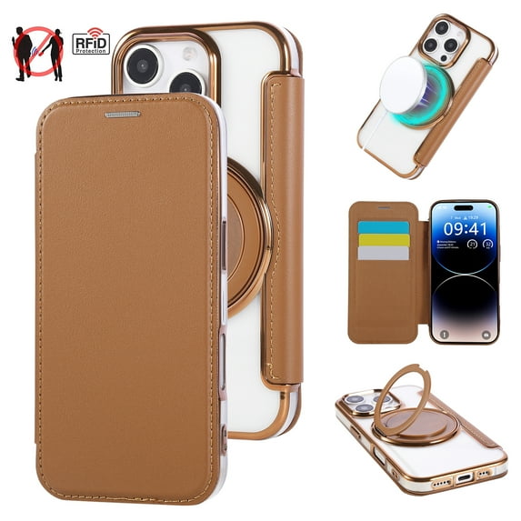 Allytechgroup Flip Wallet Case for Apple iPhone 16 Pro, PU Leather RFID ...