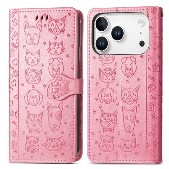 Allytechgroup Flip Wallet Case [Cat & Dog Cute Embossed Pattern] for ...
