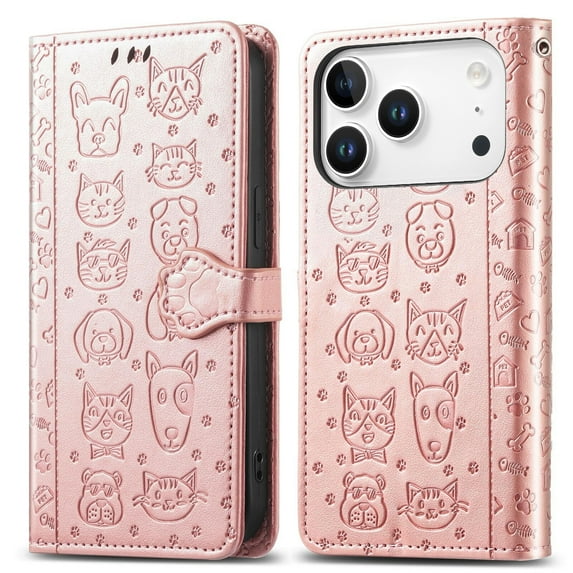 Allytechgroup Flip Wallet Case [Cat & Dog Cute Embossed Pattern] for ...