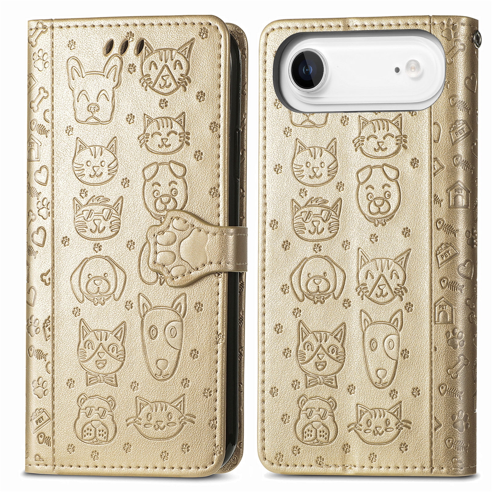 Allytechgroup Flip Wallet Case [Cat & Dog Cute Embossed Pattern] for ...