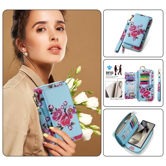 Allytechgroup Floral Series Wallet Case for Samsung Galaxy S24 Ultra ...