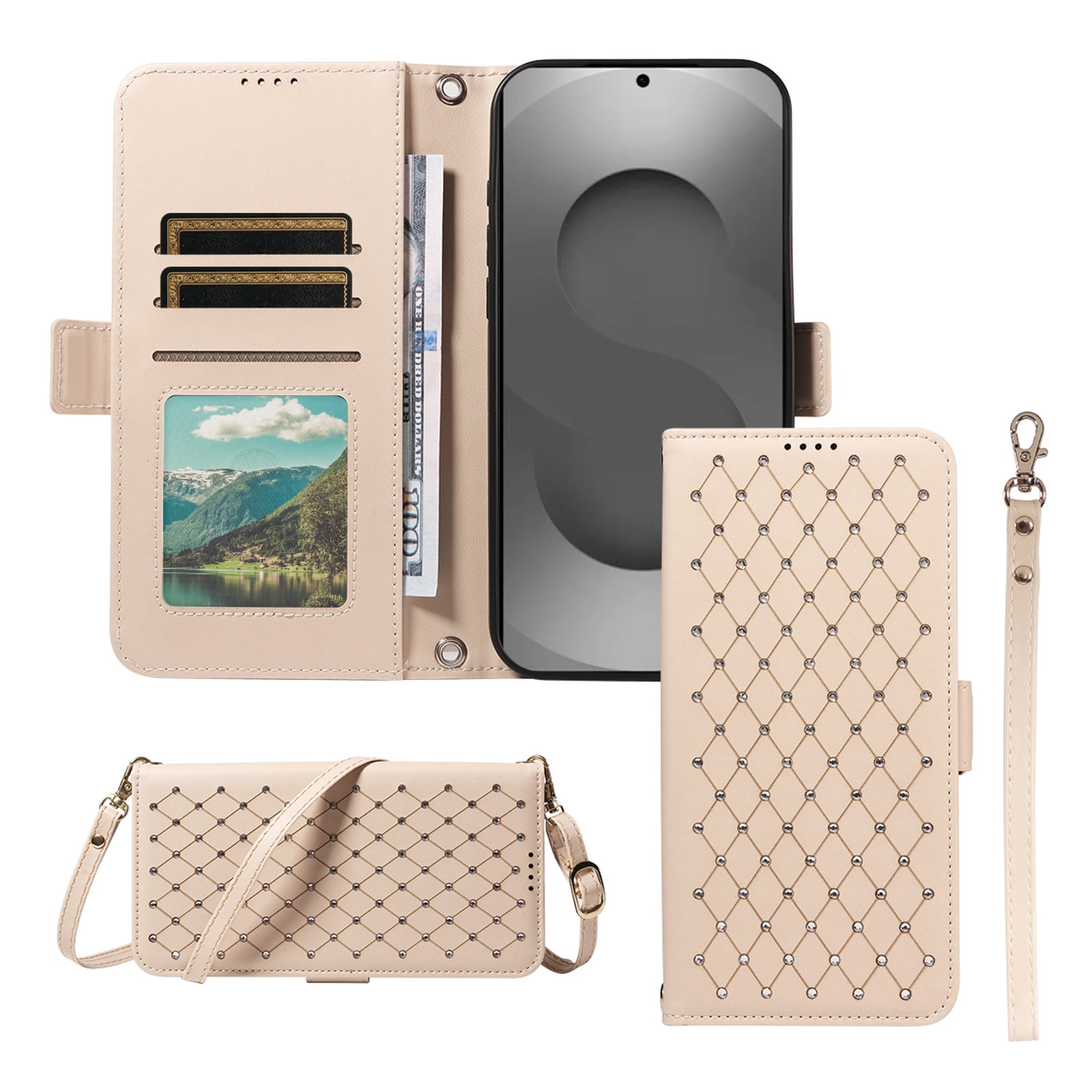 Allytechgroup for Galaxy S21 FE Case, Glitter PU Leather Wallet Flip ...