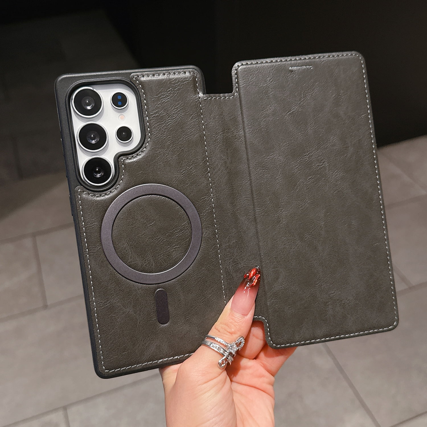 Allytechgroup for Galaxy S22 Ultra Wallet Case Compatible with MagSafe, PU Leather Folio Card ...