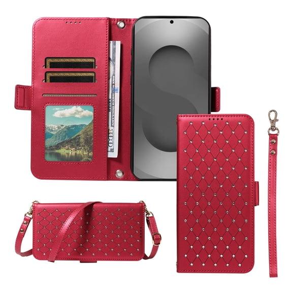 Allytechgroup for Galaxy S24+ Case, Glitter PU Leather Wallet Flip Cell ...