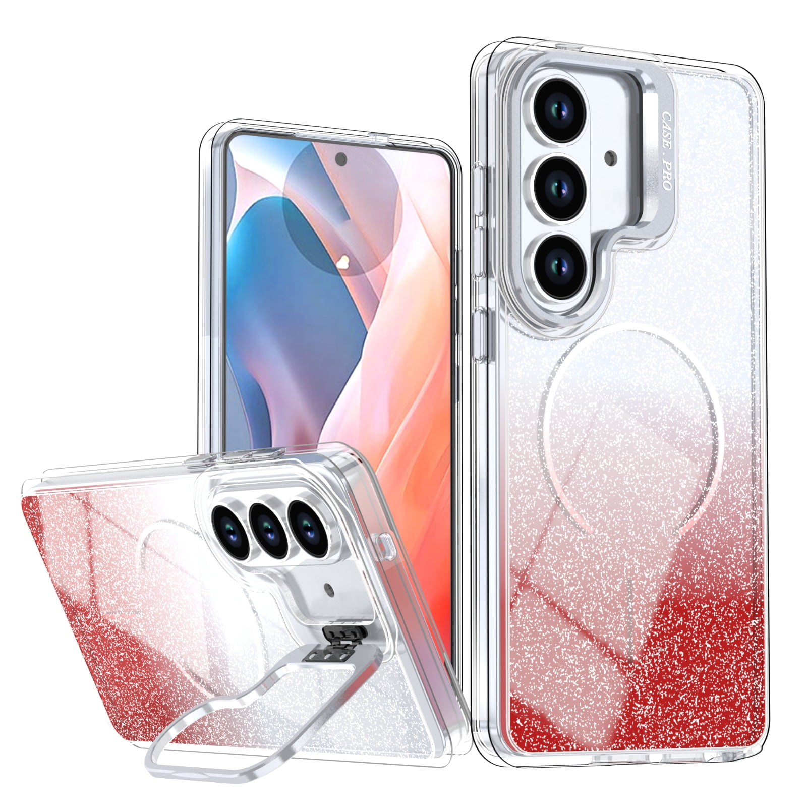 Allytechgroup for Galaxy S24 Case with Stand Bracket, Glitter Gradient ...