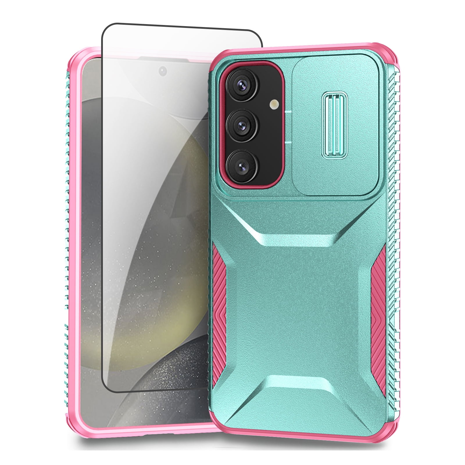 Allytechgroup Galaxy S24 Rugged Case with Screen Protector, Sliding ...