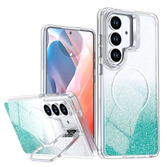 Allytechgroup for Galaxy S25 FE Case with Stand Bracket, Glitter ...