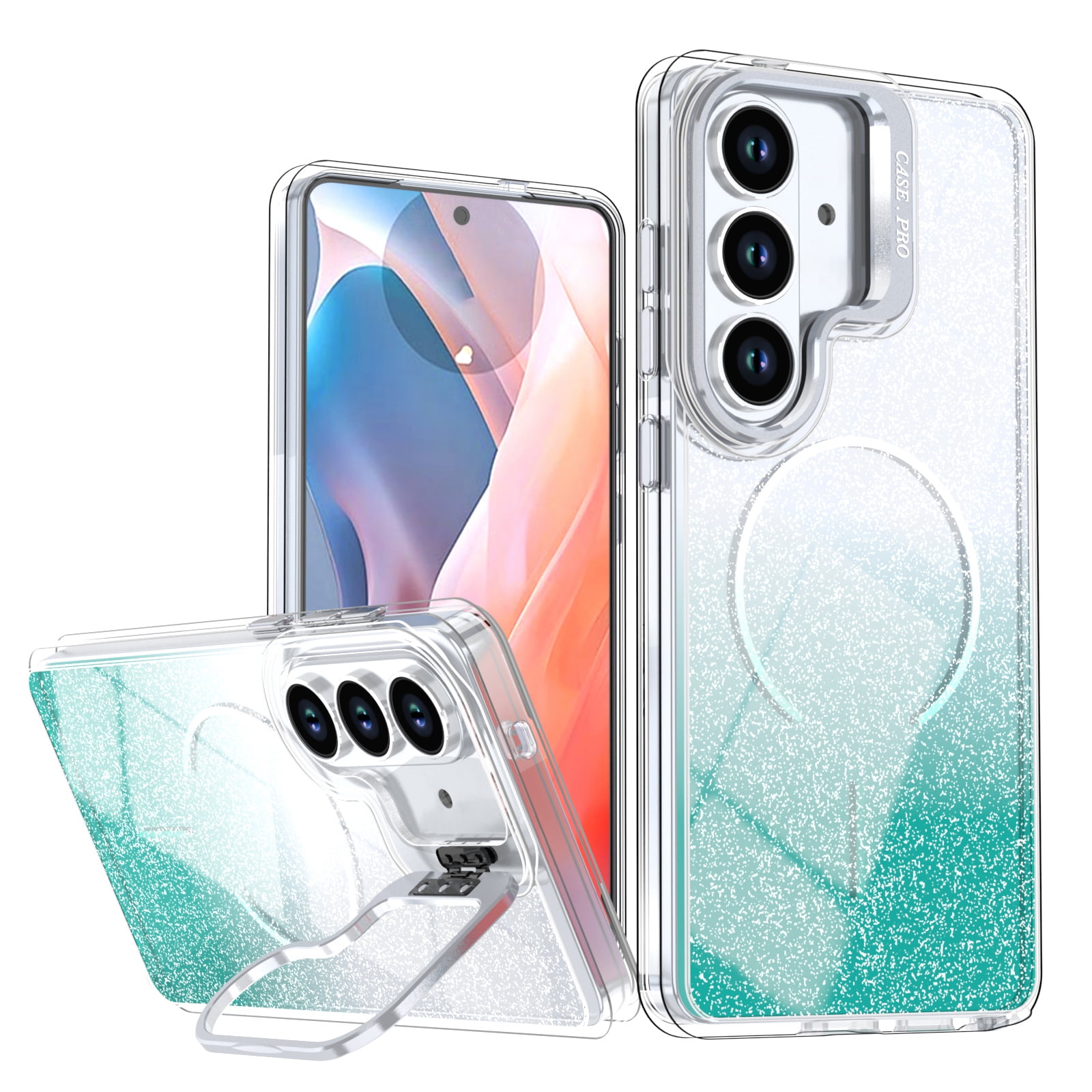 Allytechgroup for Galaxy S26 Case with Stand Bracket, Glitter Gradient ...