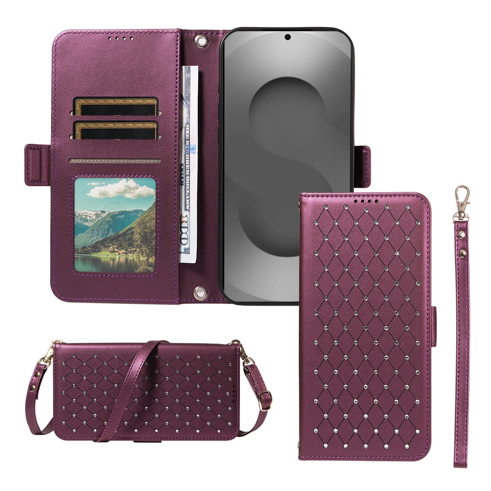 Allytechgroup for Galaxy S26 Ultra Case, Glitter Synthetic Leather ...