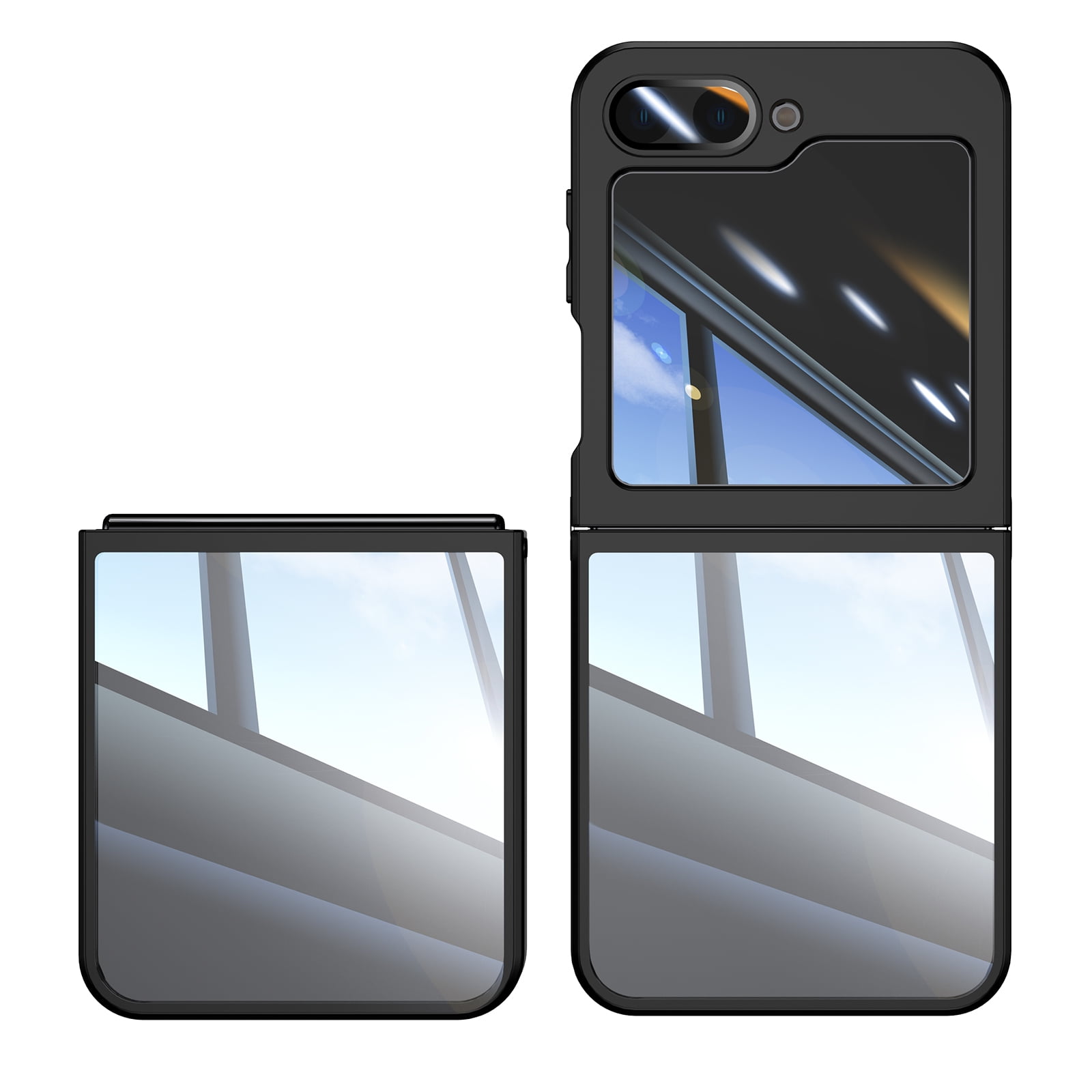 Allytechgroup Galaxy Z Flip 5 Case with Camera Lens Screen Protector, Hard PC Anti-Scratch ...