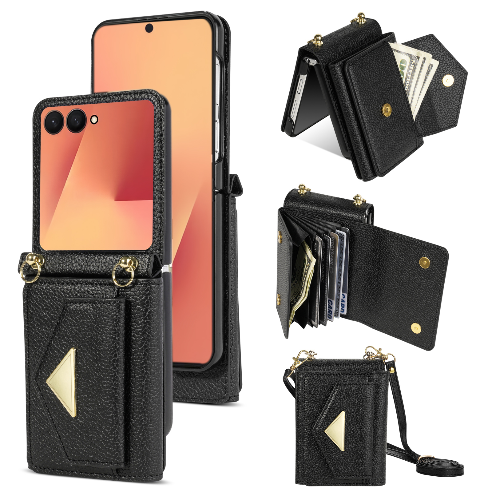 Allytechgroup Galaxy Z Flip 5 Wallet Case with Cards Holder, Detachable ...