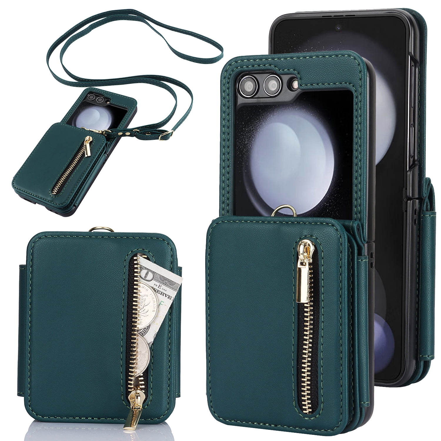 Allytechgroup Galaxy Z Flip 5 Wallet Case for Women Girls, Crossbody ...
