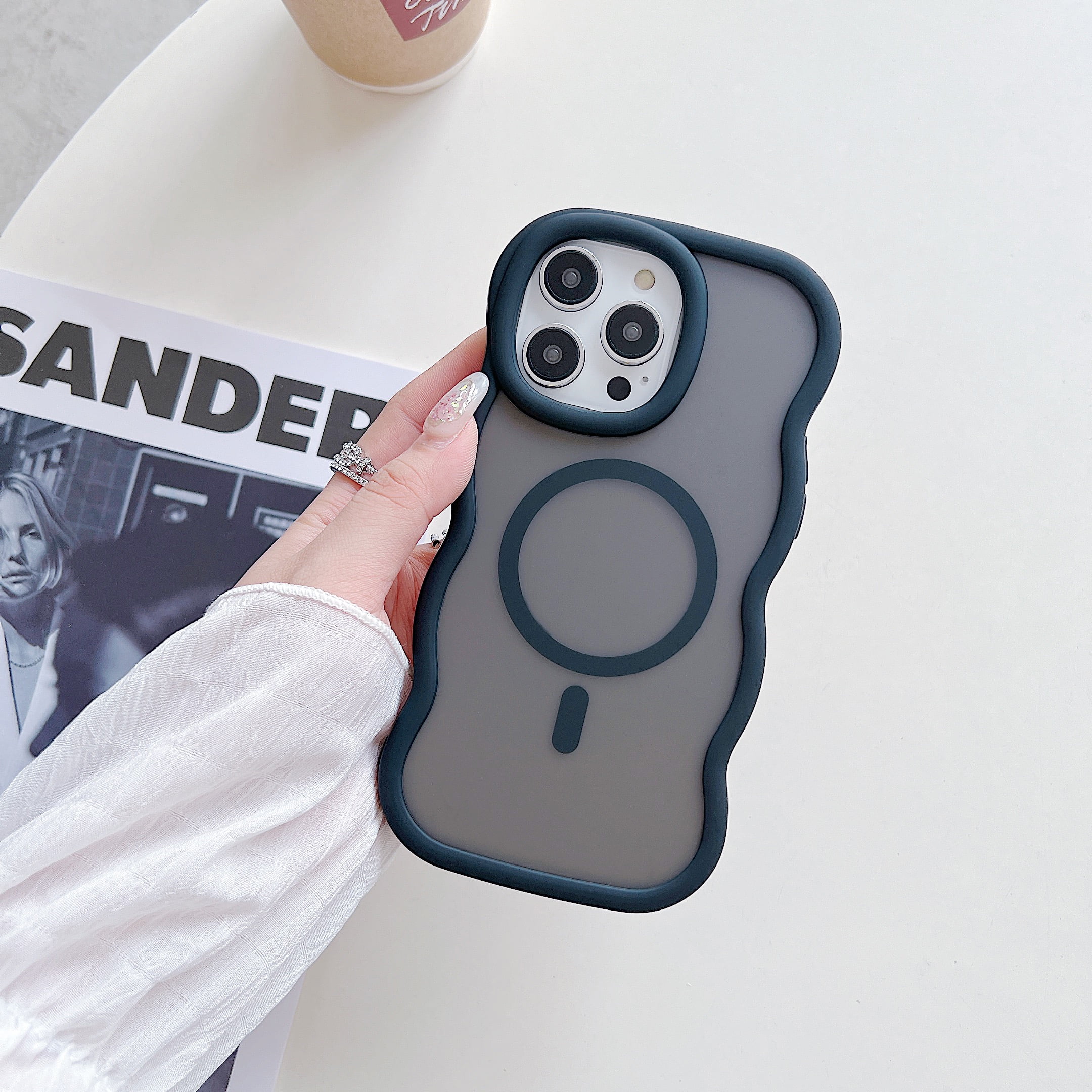 Allytechgroup Magnetic Case for iPhone 13 with Lanyard, Curly Wave ...