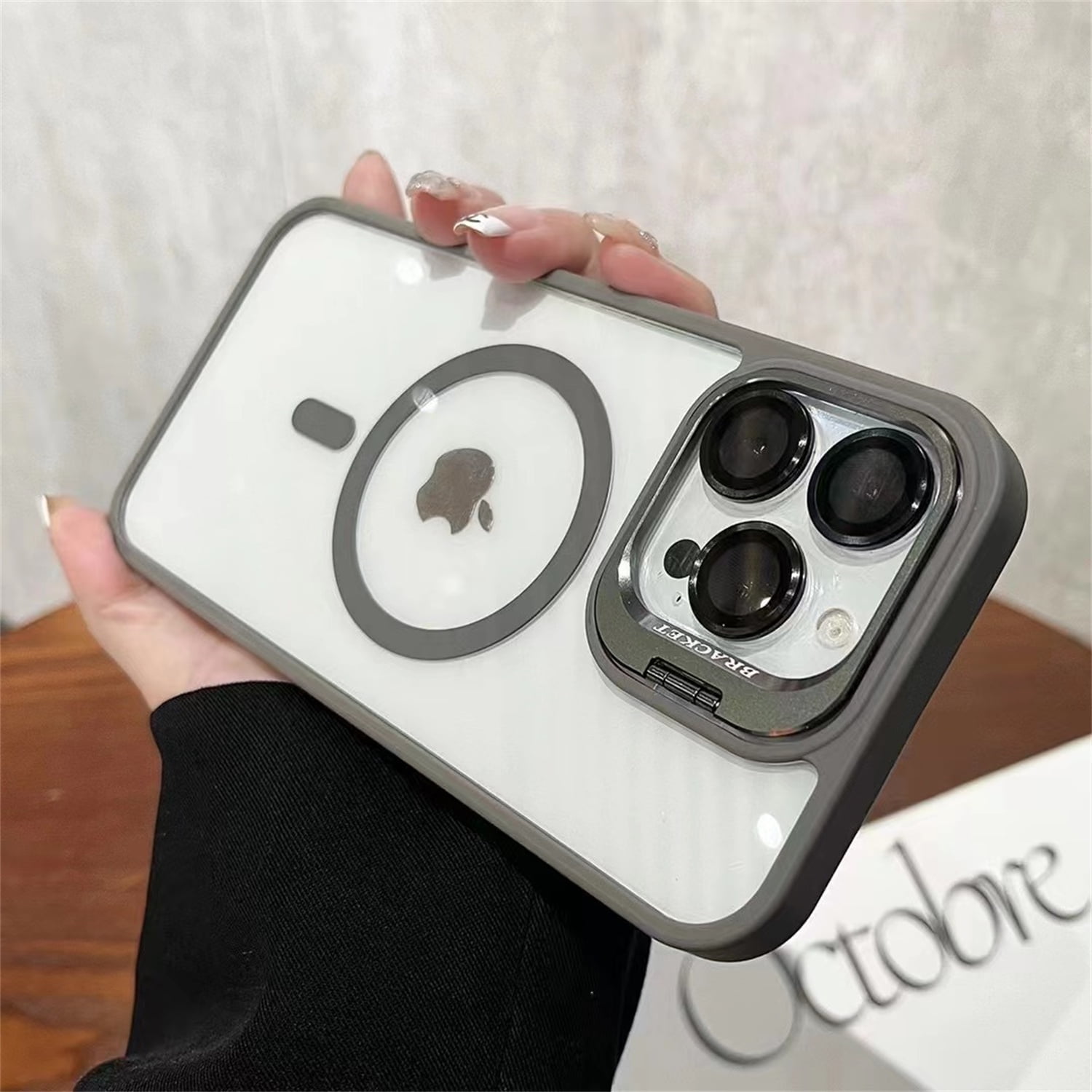 Allytechgroup Magnetic Case for iPhone 16 Pro Max with Aluminum Alloy Stand/ Metal Buttons ...