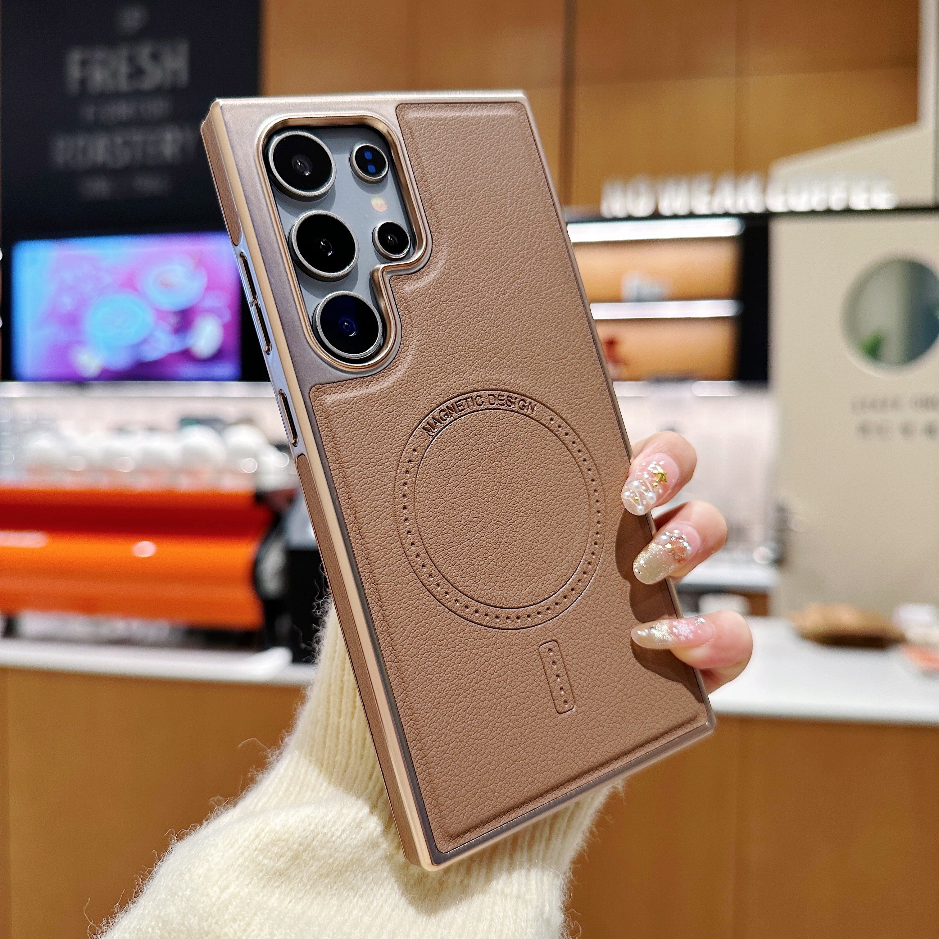 Allytechgroup Magnetic for Samsung Galaxy S22 Ultra Case, Compatible with Magsafe PU Leather ...