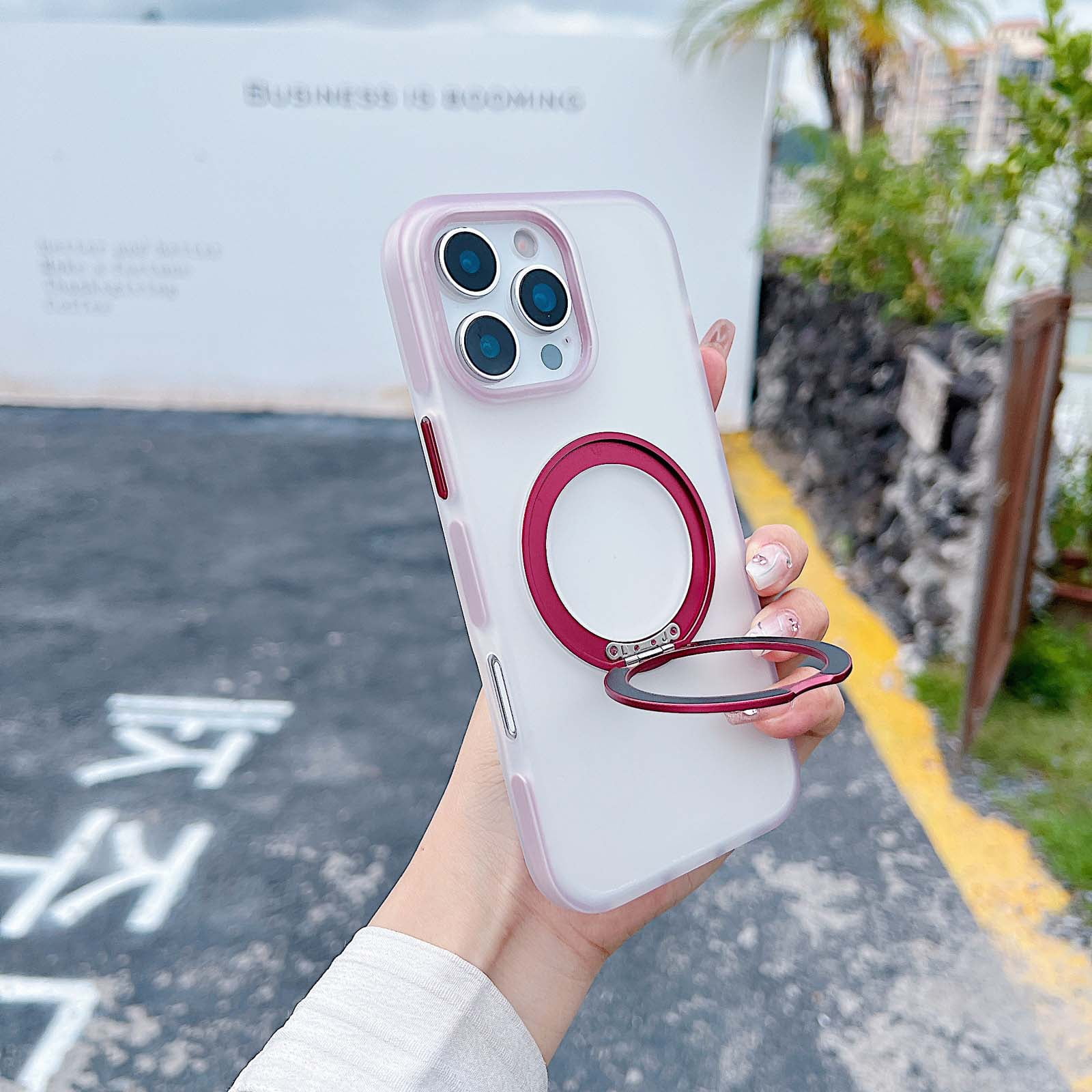 Allytechgroup Matte Magnetic Kickstand Case for iPhone 16, PC+TPU Hybrid Back Cover with Anti ...