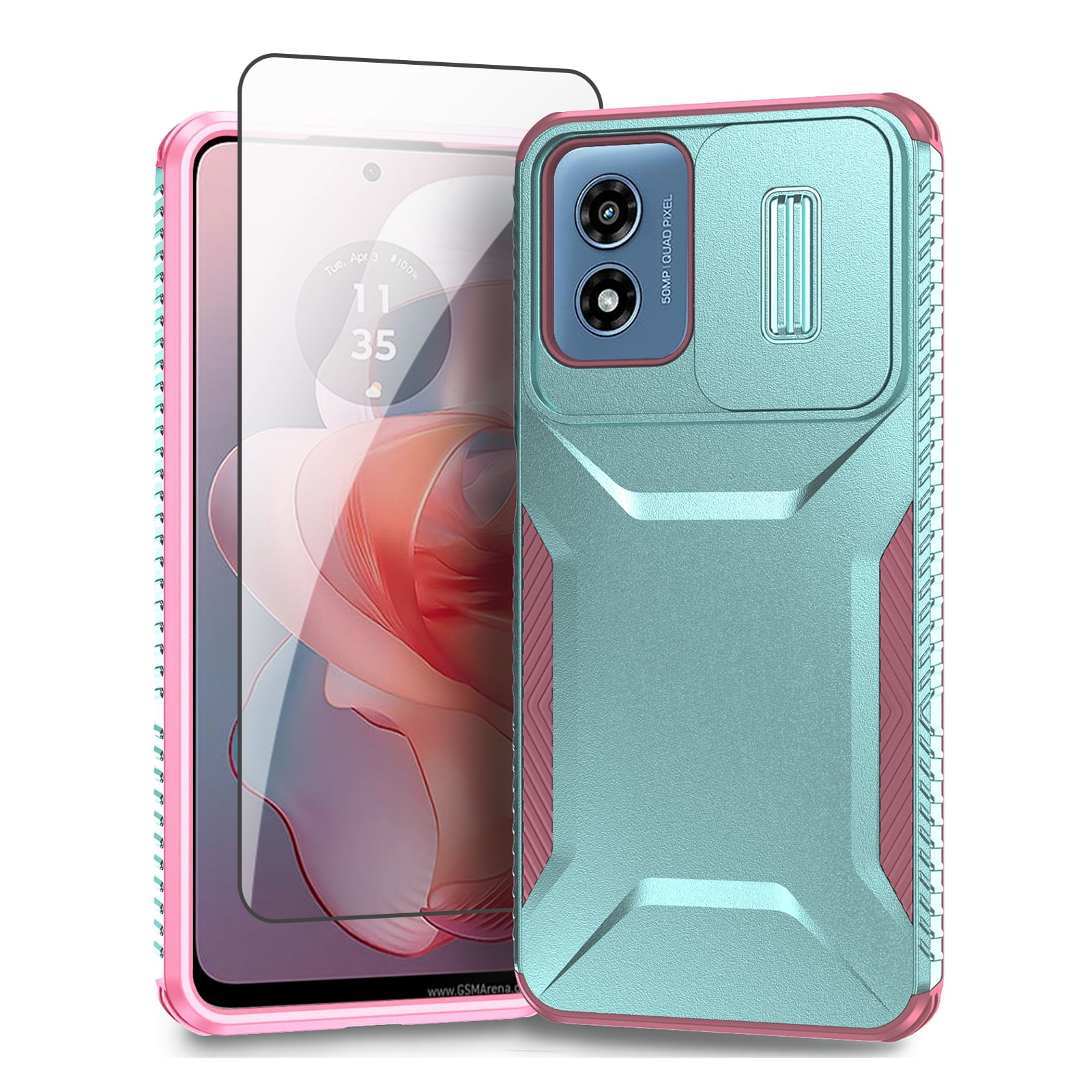 Allytechgroup Moto G Play 4G 2024 Case with Screen Protector, Sliding ...