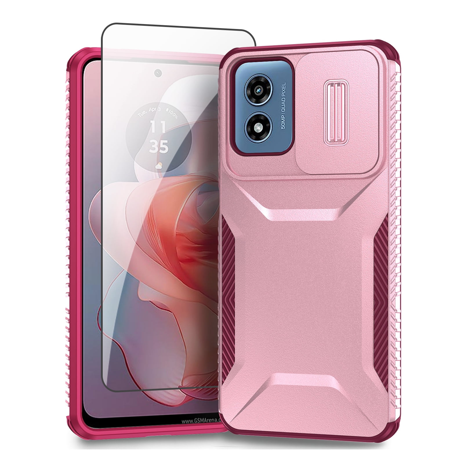 Allytechgroup Moto G Play 4G 2024 Case with Screen Protector, Sliding ...