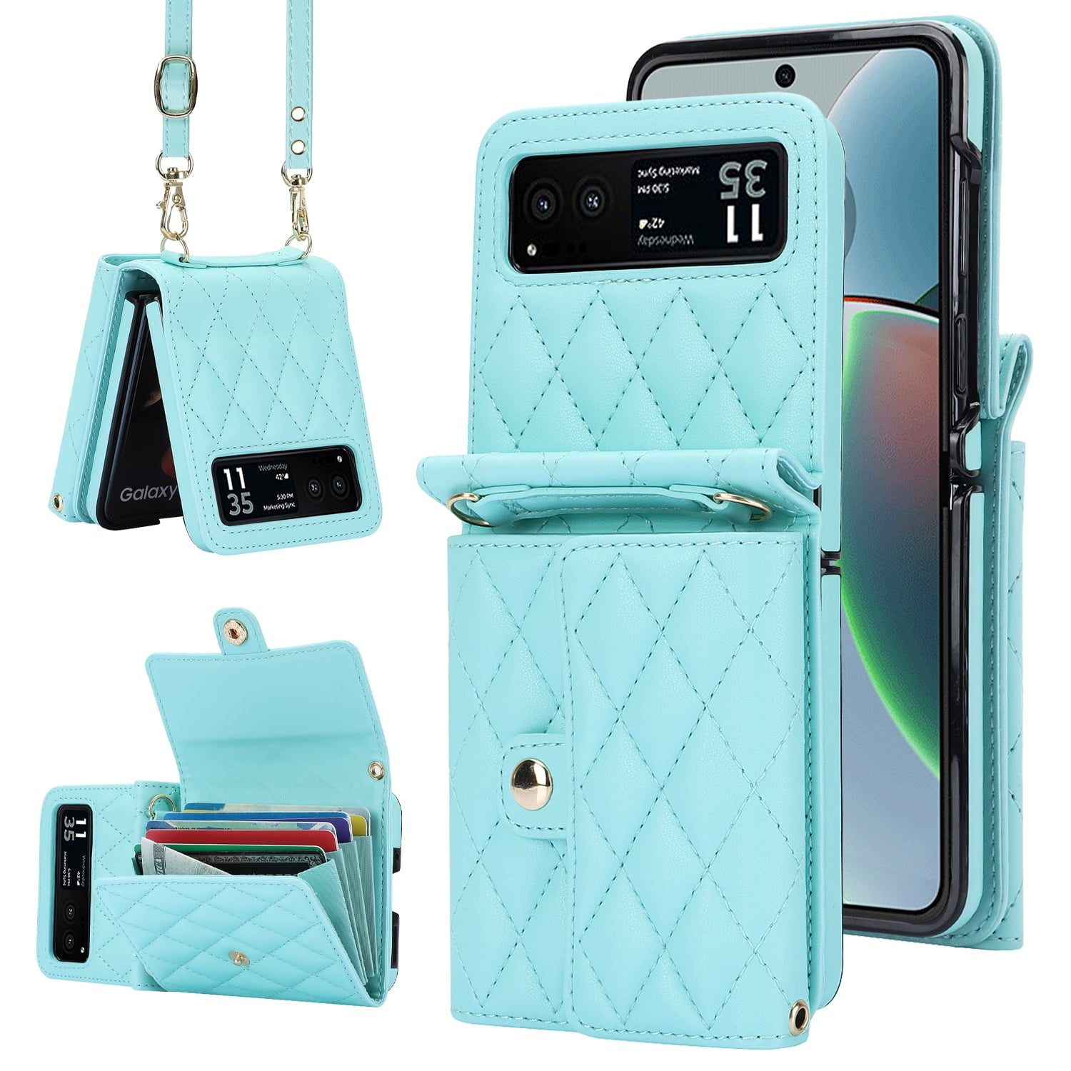 Allytechgroup Moto Razr 2024 Wallet Case with Shoulder Strap, Premium ...