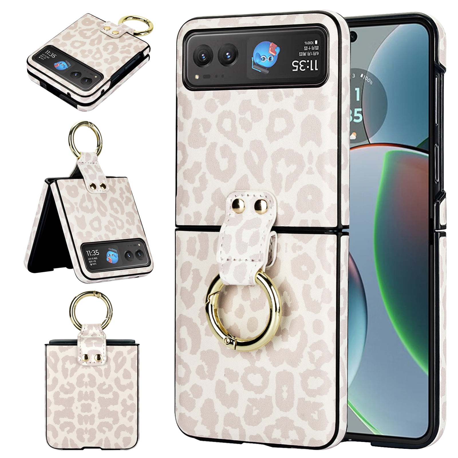 Allytechgroup Moto Razr 40 Case with Ring Holder Stand, Premium PU ...