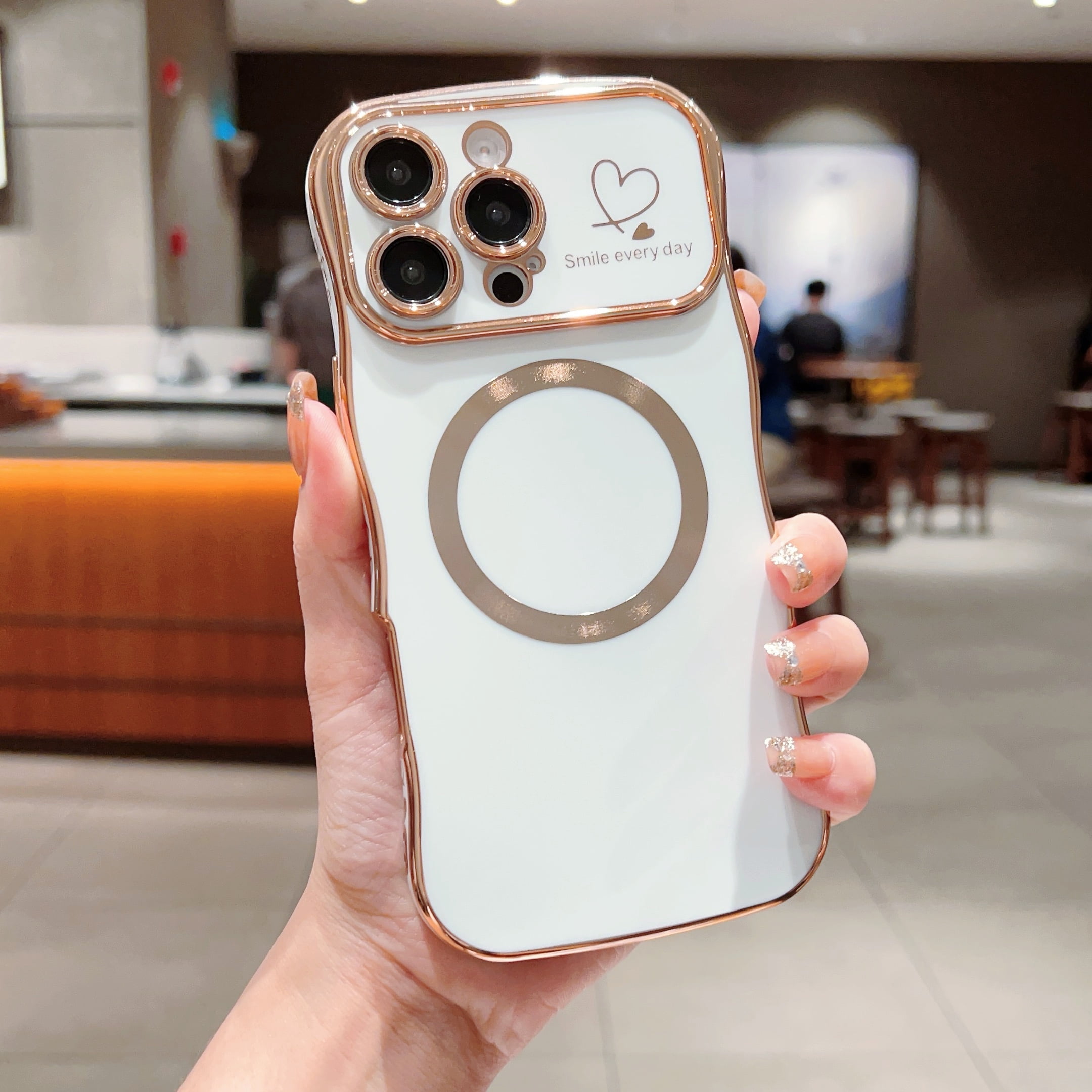 Allytechgroup Plating Frame Case for iPhone 13 Pro, Curly Wave Frame ...