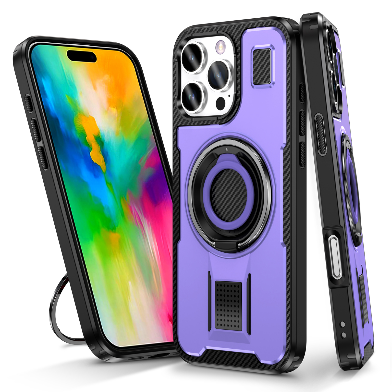 Allytechgroup Samsung Galaxy A55 Case with Ring Holder Stand, Military Grade Shockproof Heat ...