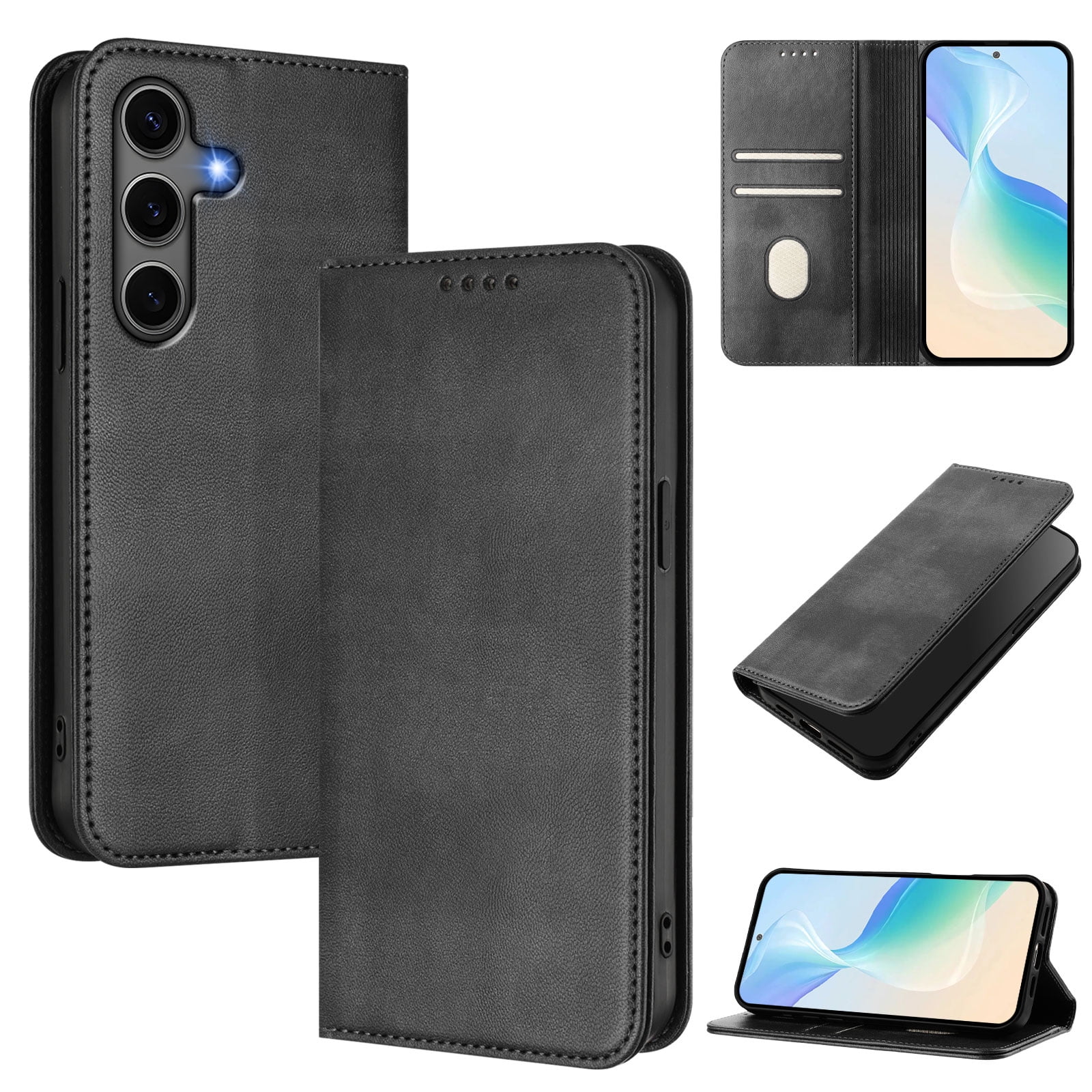 Allytechgroup for Samsung Galaxy S25 Plus/S25+ Case Folio Stand RFID Blocking [Compatible with ...