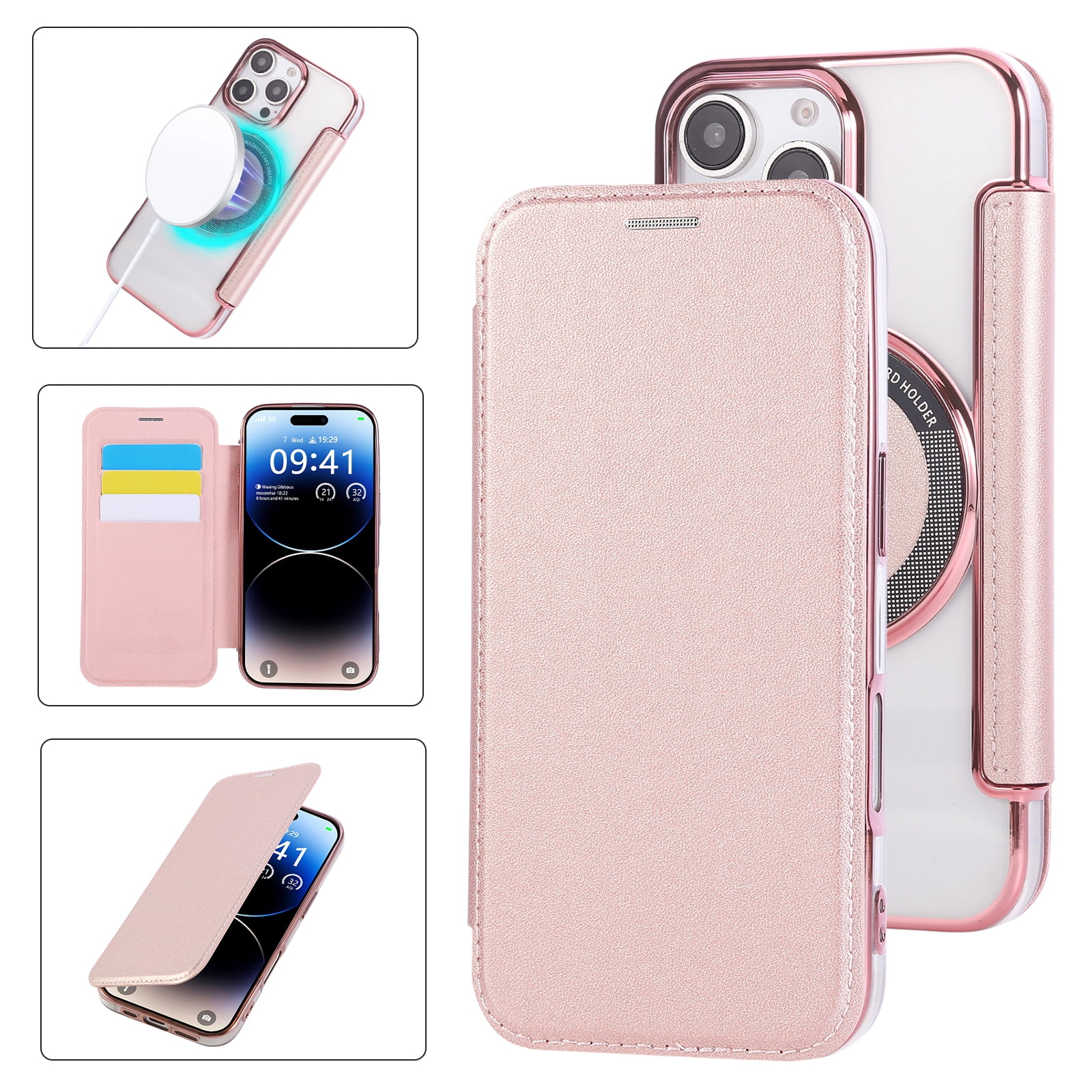 Allytechgroup Wallet Cas for Apple iPhone 15 Pro Max, RFID Blocking ...