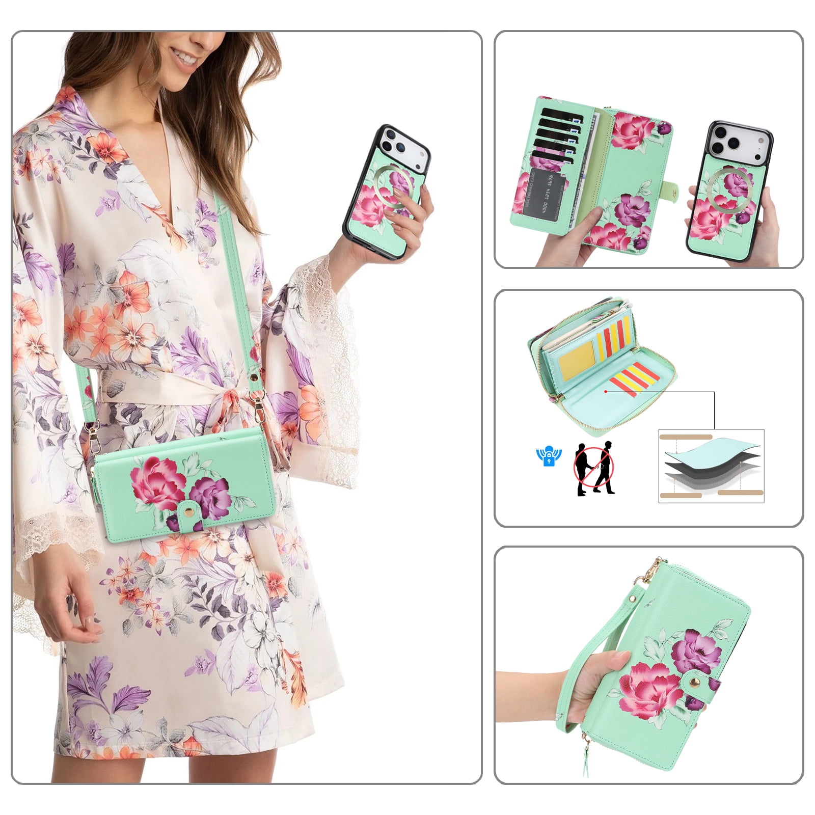 Allytechgroup Wallet Case for iPhone 13 Pro, PU Leather Magnetic ...