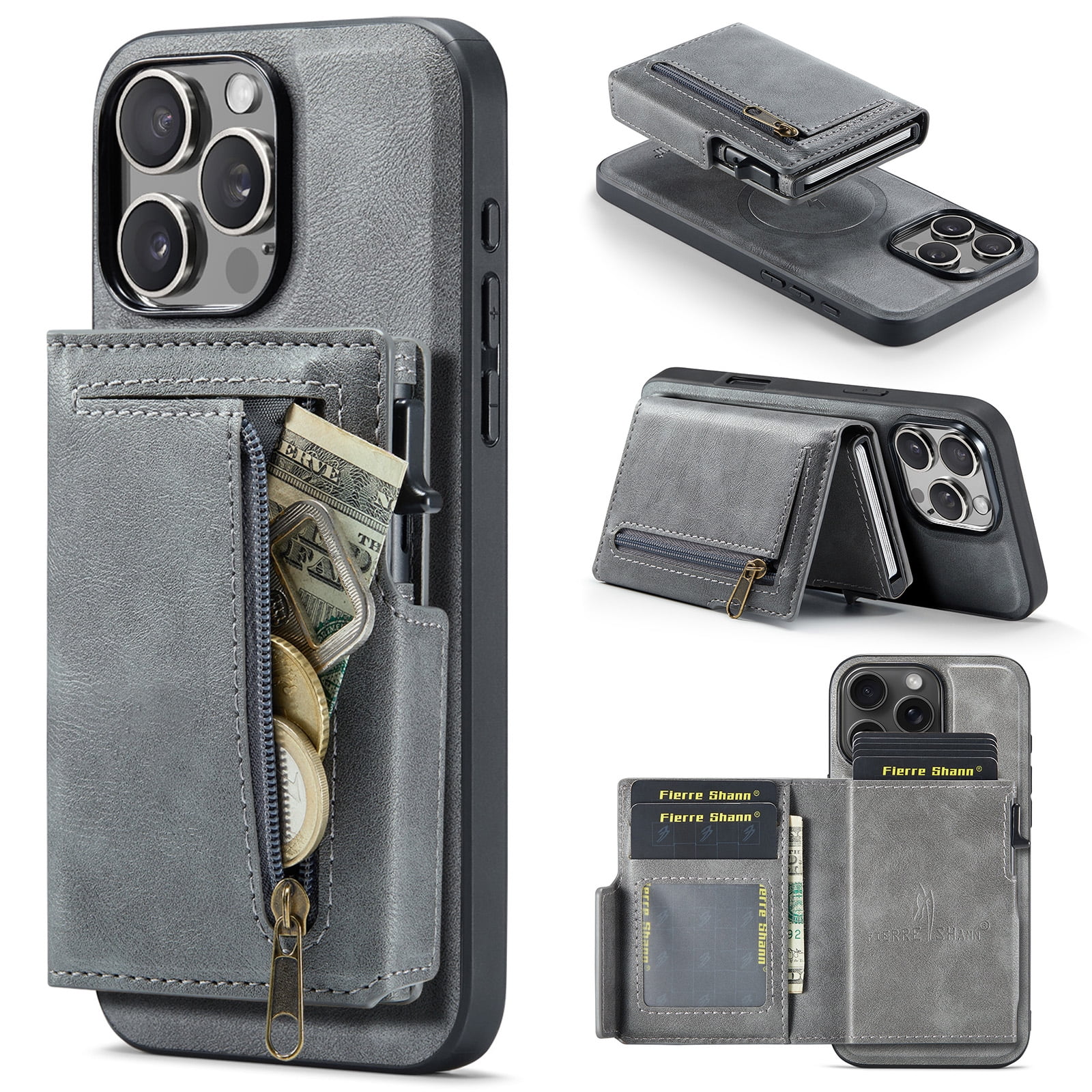 Allytechgroup Wallet Case for iPhone 16 Pro, Built-in Card Holder PU ...