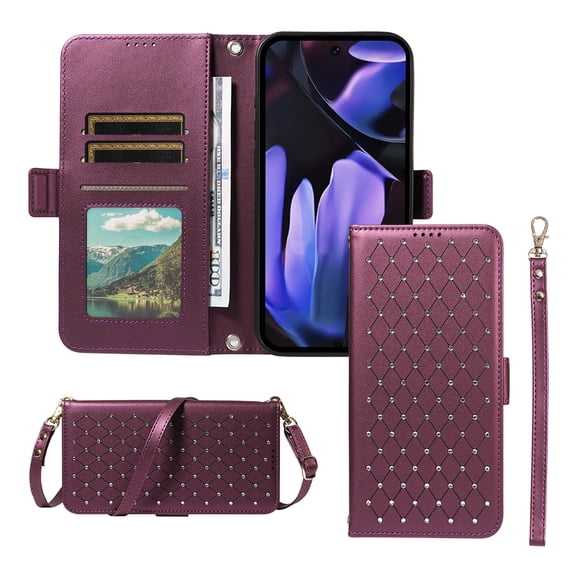 Allytechgroup for Google Pixel 10a Wallet Case, Glitter Diamond Quilted ...